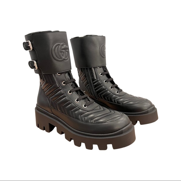 Gucci | Shoes | Gucci Marmont Interlocking G Matelasse Leather Boots ...